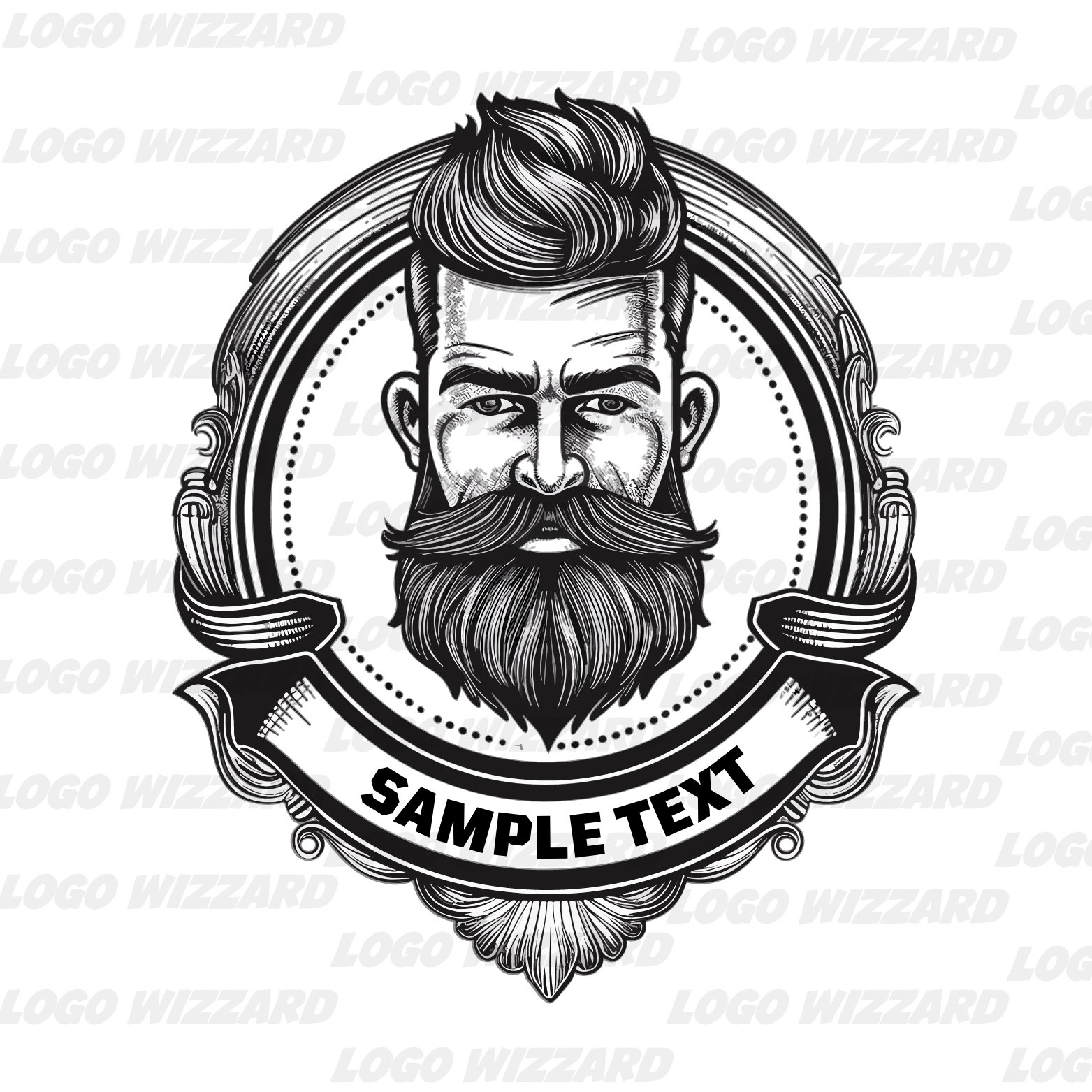 Barbershop Logo DIY Template, Beard Design, Mustache Logo, Barber Logo ...