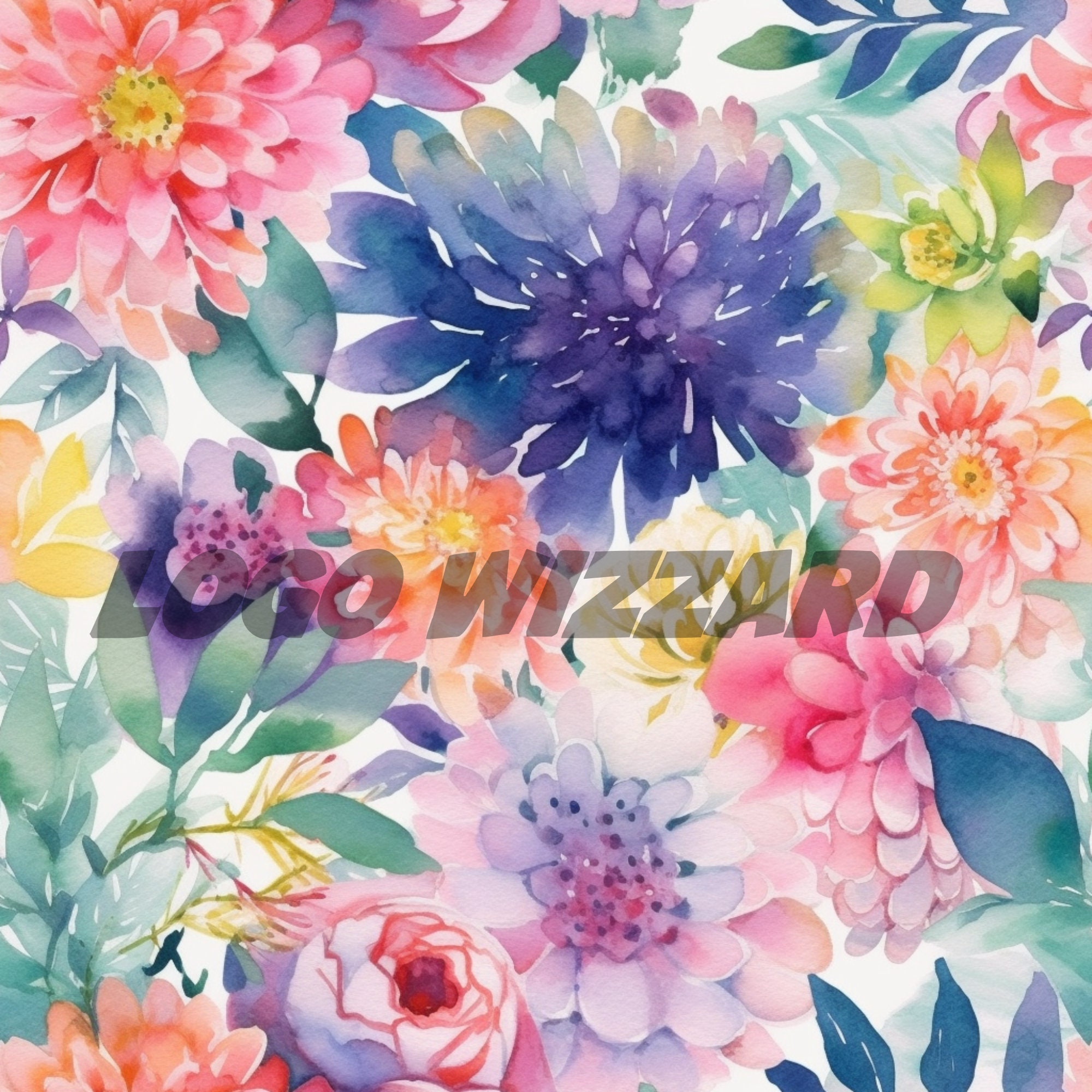 Floral Medley Digital Paper SEAMLESS Watercolor Flower Patterns 12 ...