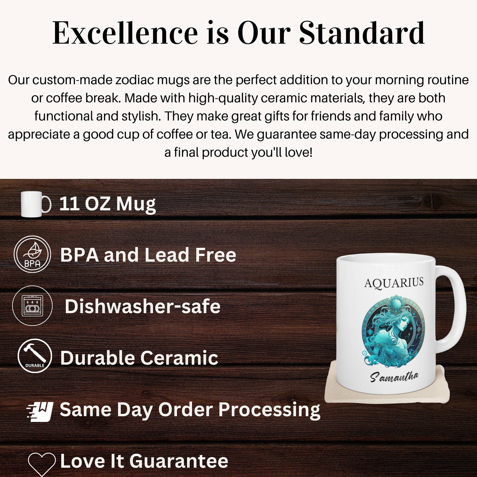 Aquarius Zodiac Personalized Mug Custom Astrology Mug Personalized ...