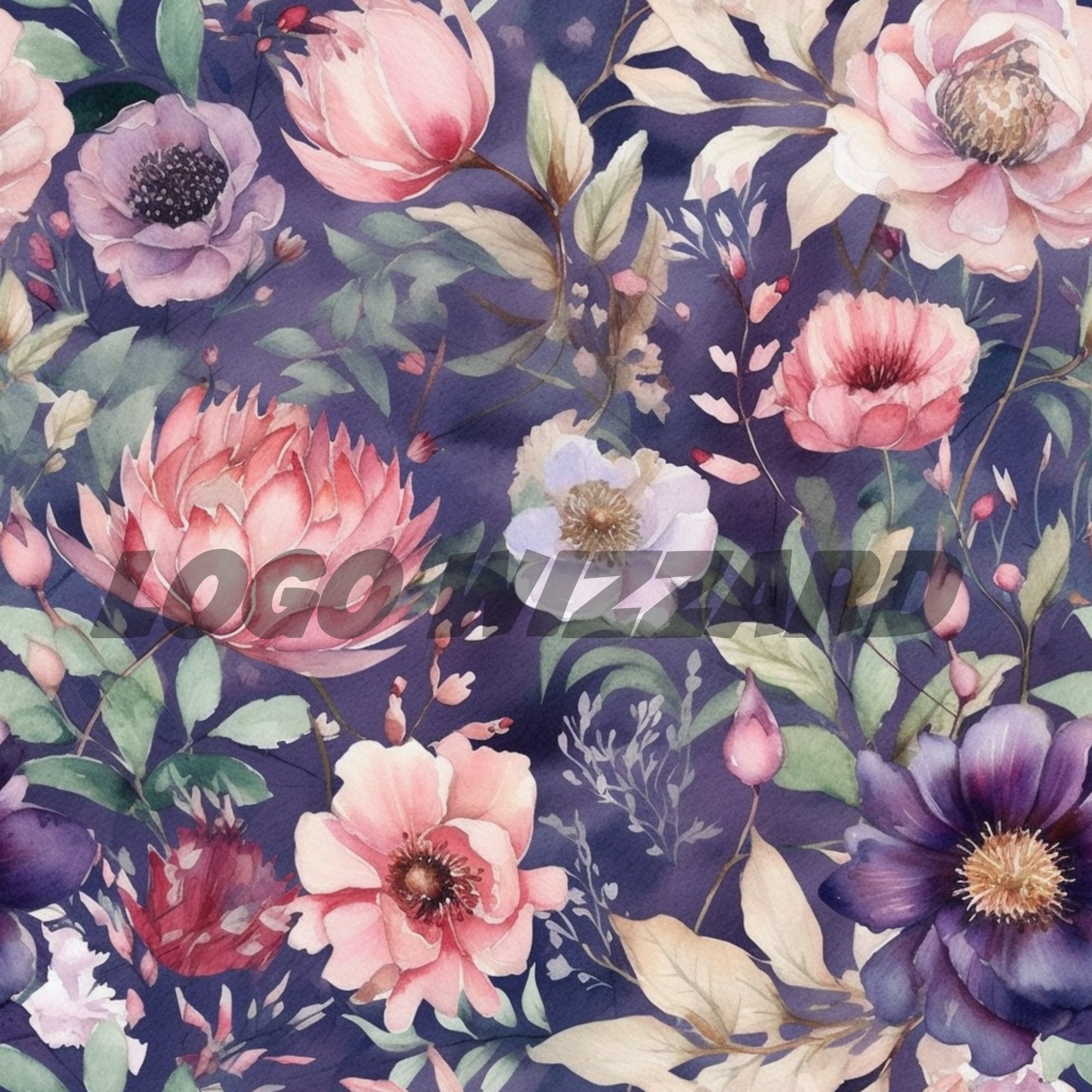 Purple Floral Digital Paper SEAMLESS Watercolor Flower Patterns 12 ...