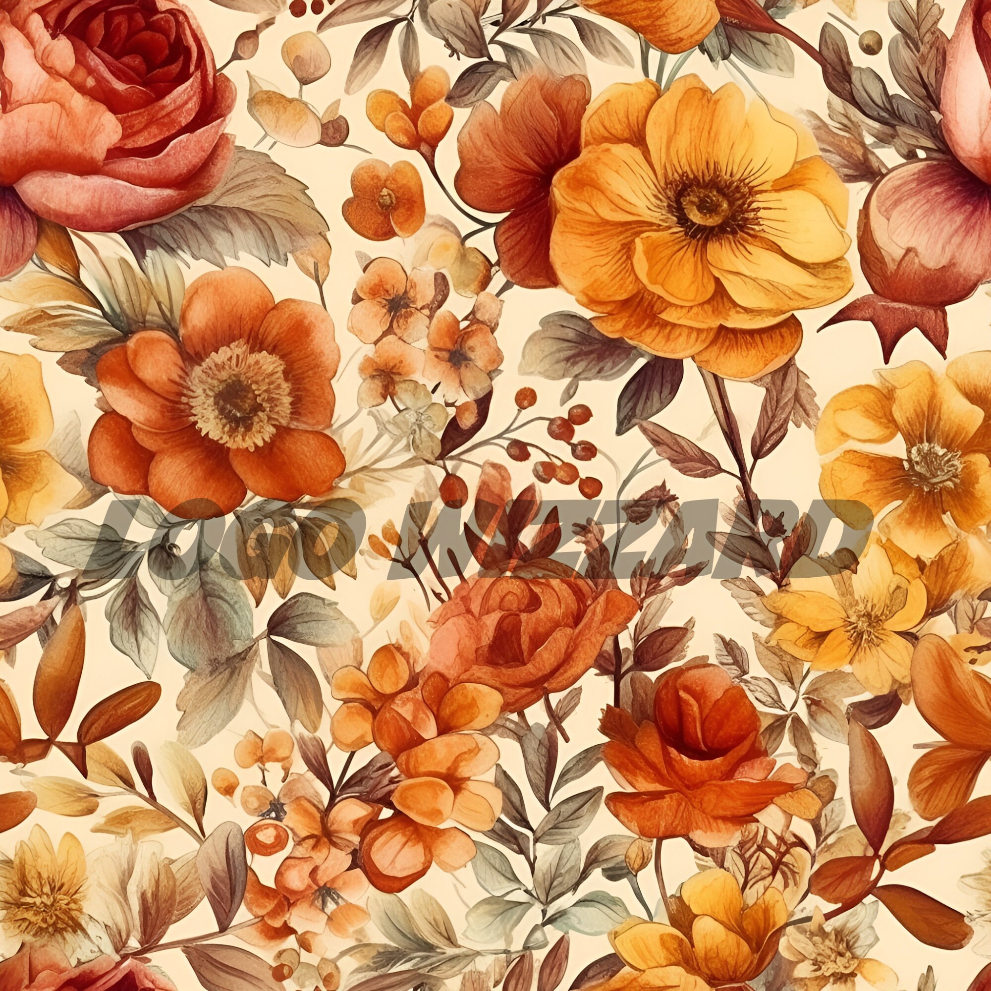 Autumn Floral Digital Paper - SEAMLESS - Watercolor Flower Patterns ...