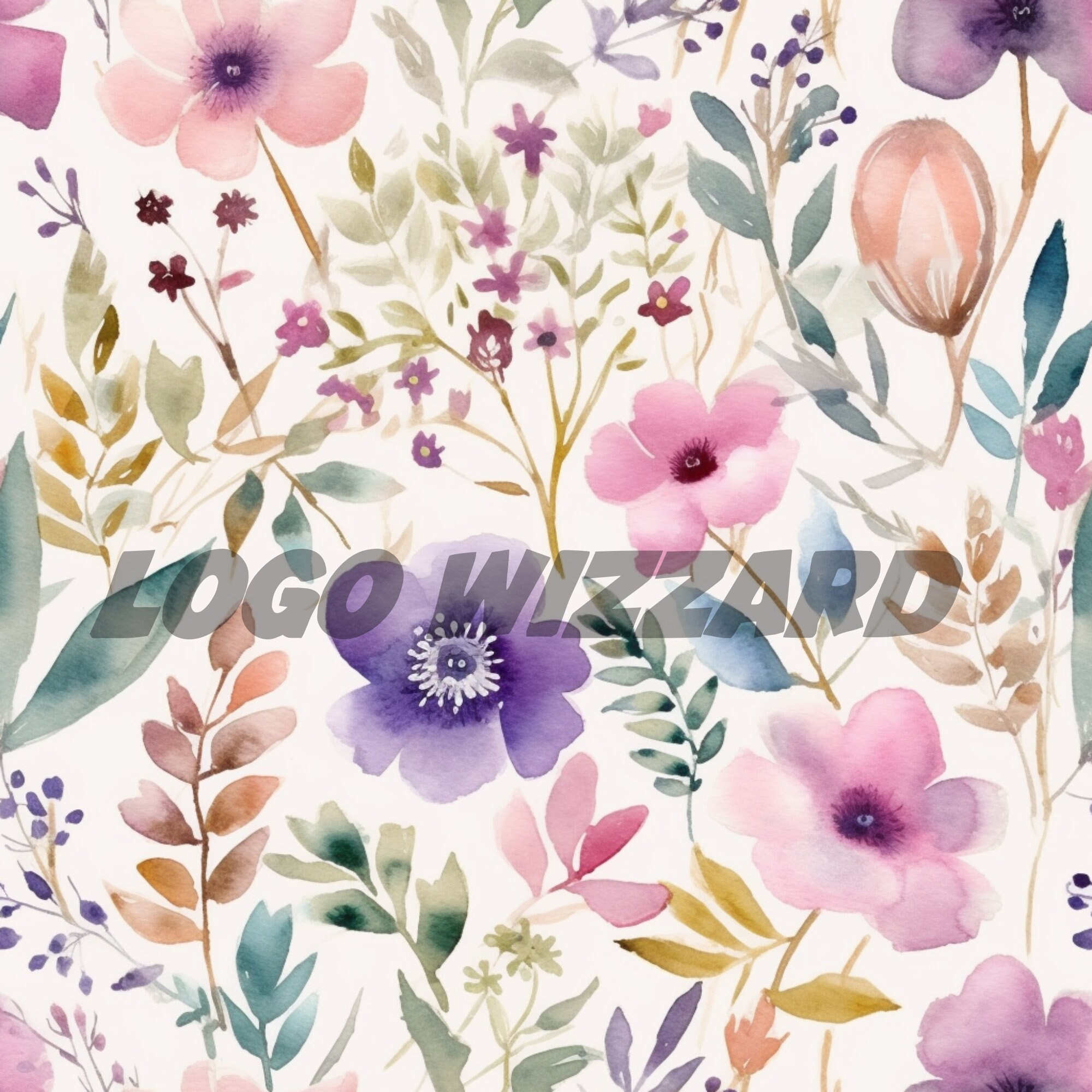 Purple Floral Digital Paper SEAMLESS Watercolor Flower Patterns 12 ...