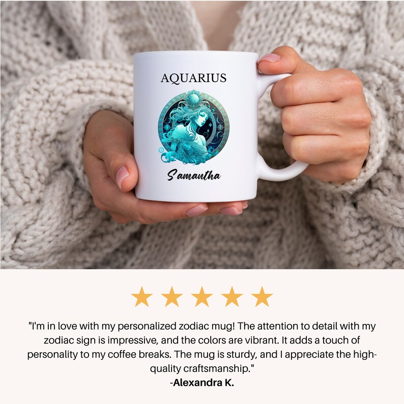 Aquarius Zodiac Personalized Mug | Custom Astrology Mug | Personalized ...