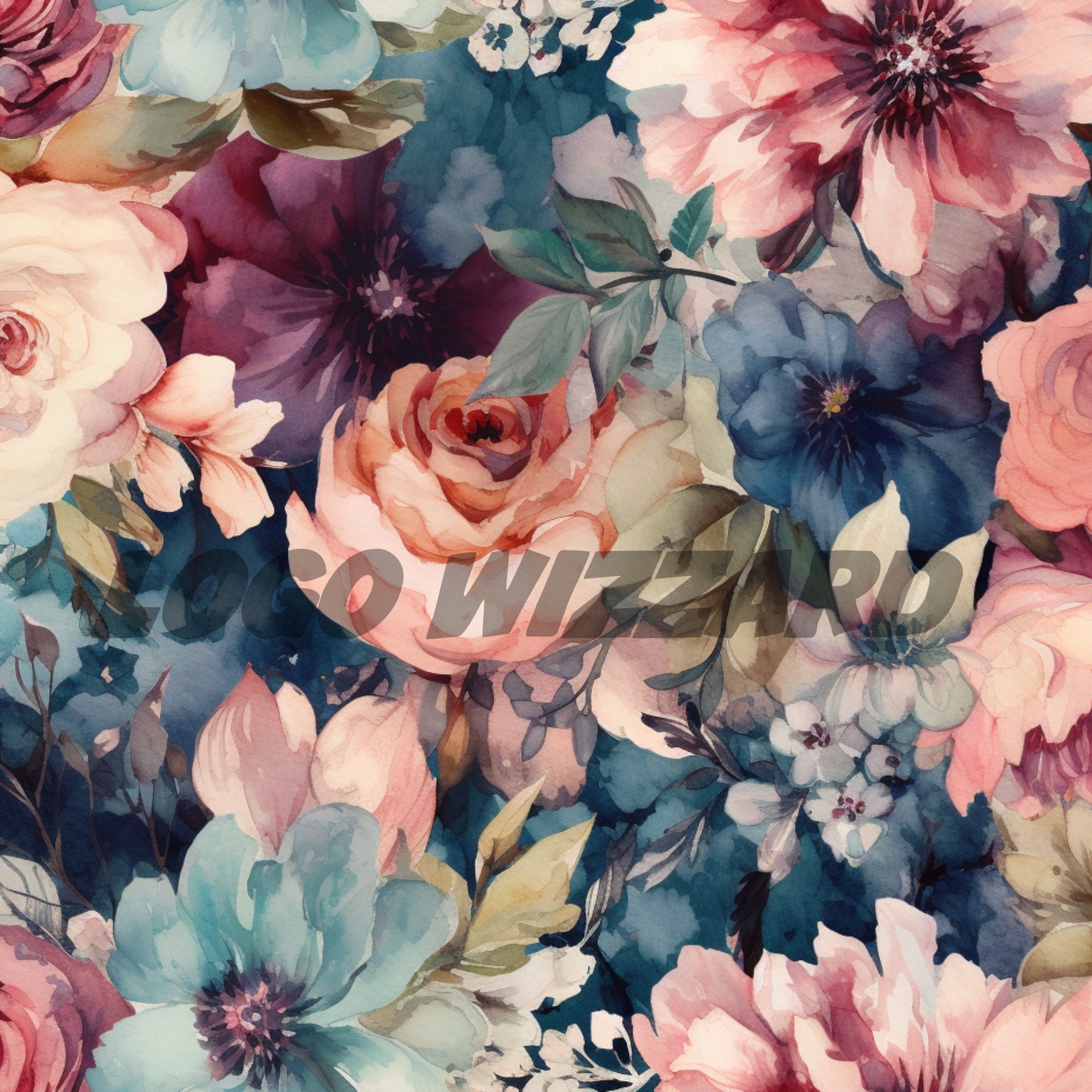 Floral Medley Digital Paper SEAMLESS Watercolor Flower Patterns 12 ...