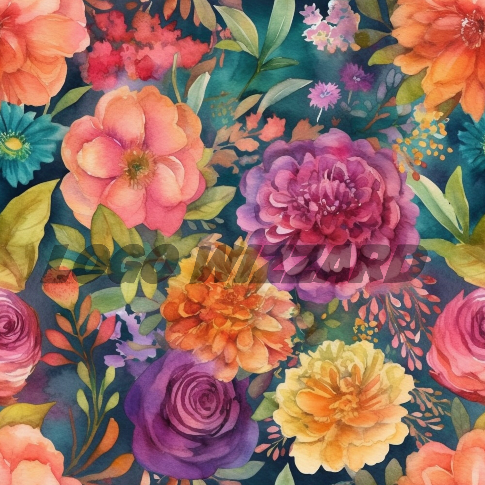 Floral Medley Digital Paper SEAMLESS Watercolor Flower Patterns 12 ...