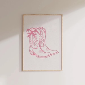 Pink Cowgirl Boots Print Digital Download Coquette Poster Girly Western ...