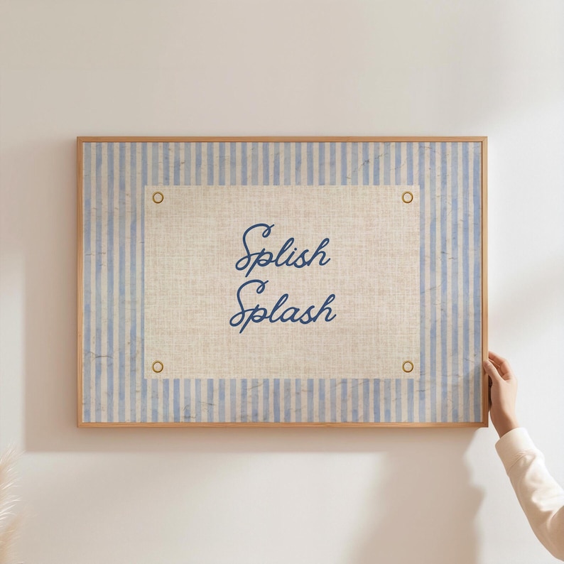 Splish Splash Bathroom Print Trendy Aesthetic Funny Bathroom Decor Navy ...