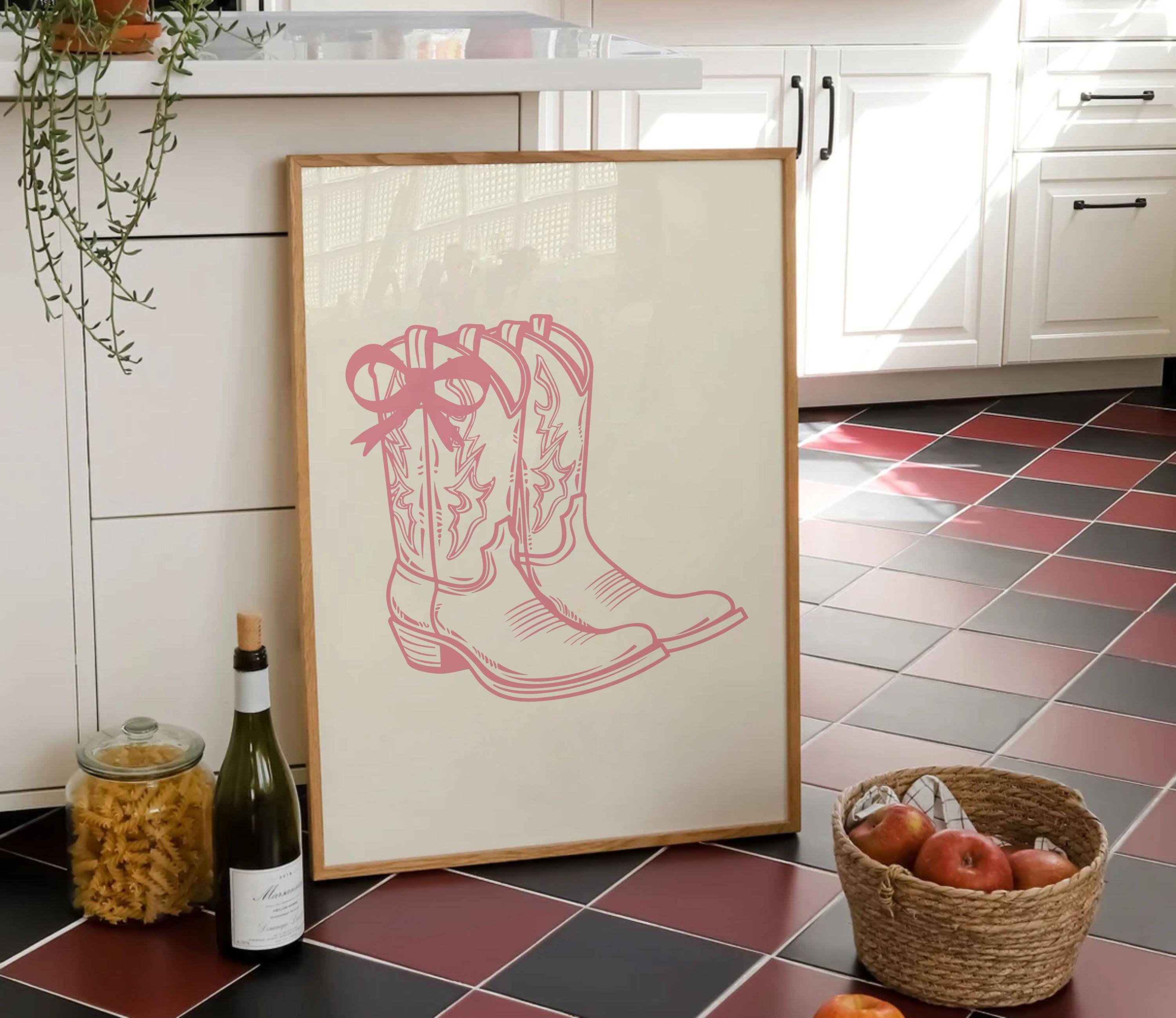 Pink Cowgirl Boots Print Digital Download Coquette Poster Girly Western ...