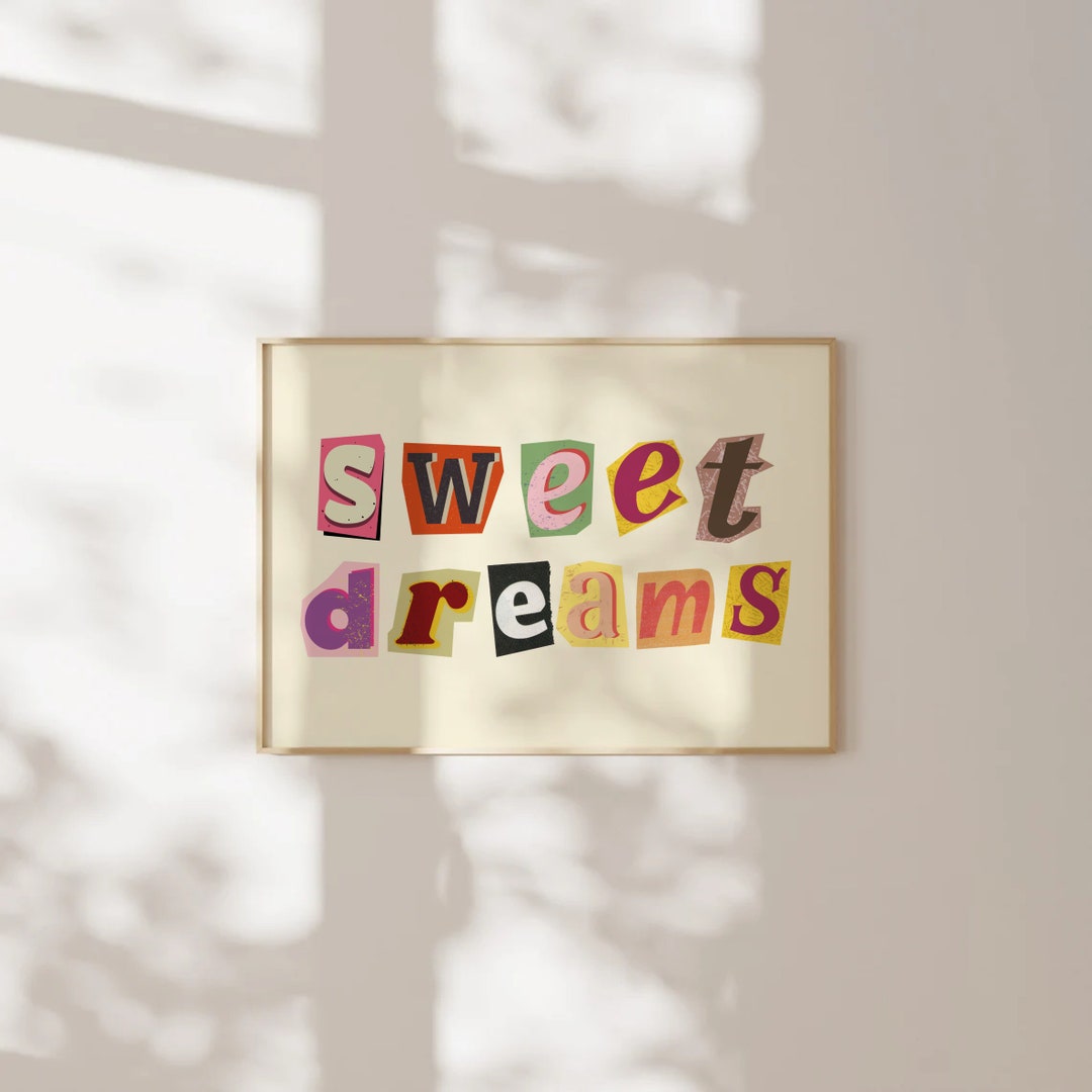 Sweet Dreams Print Above Bed Horizontal Poster Dorm Room Prints Teen ...