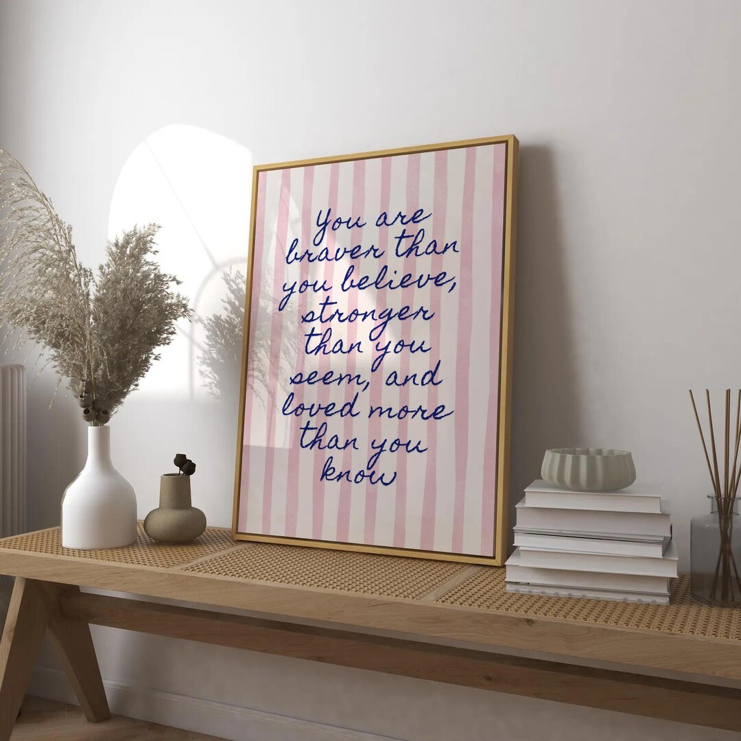 Pink Stripe Affirmation Poster, Trendy Aesthetic Home Decor, Cute ...