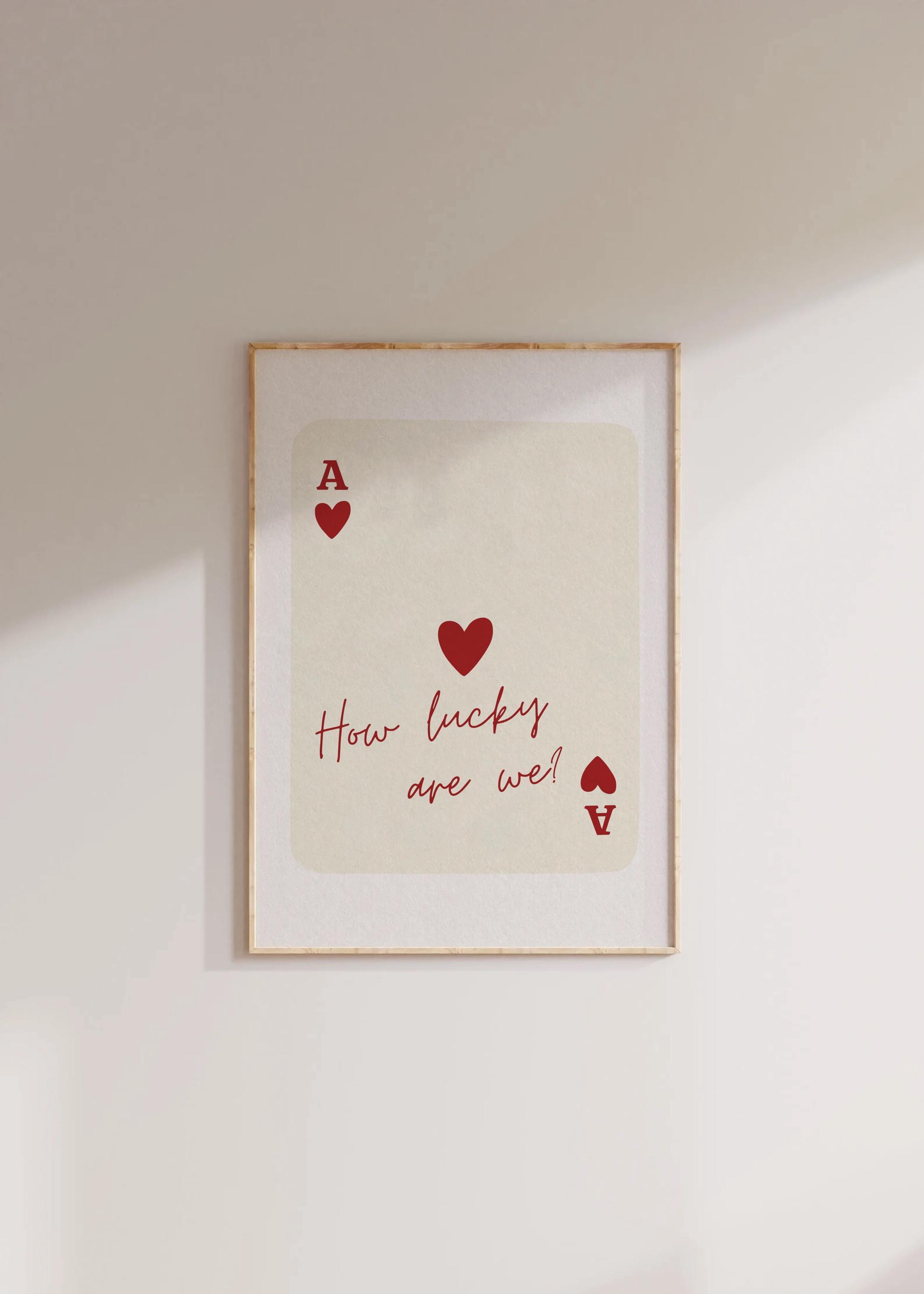 How Lucky Are We Trendy Red Ace of Hearts Wall Art Retro Lucky You Wall ...