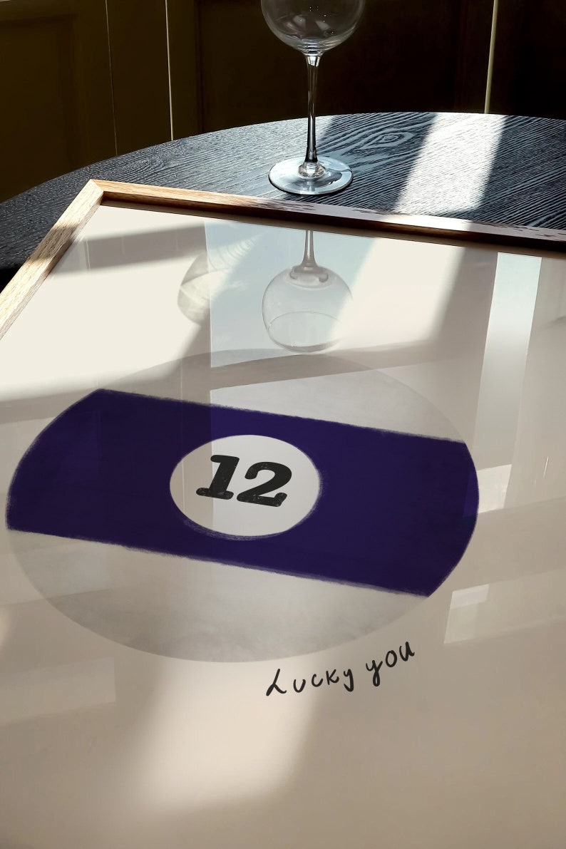 12 Pool Ball Retro Print | Retro Hand-drawn, Vintage Pool Ball Print ...