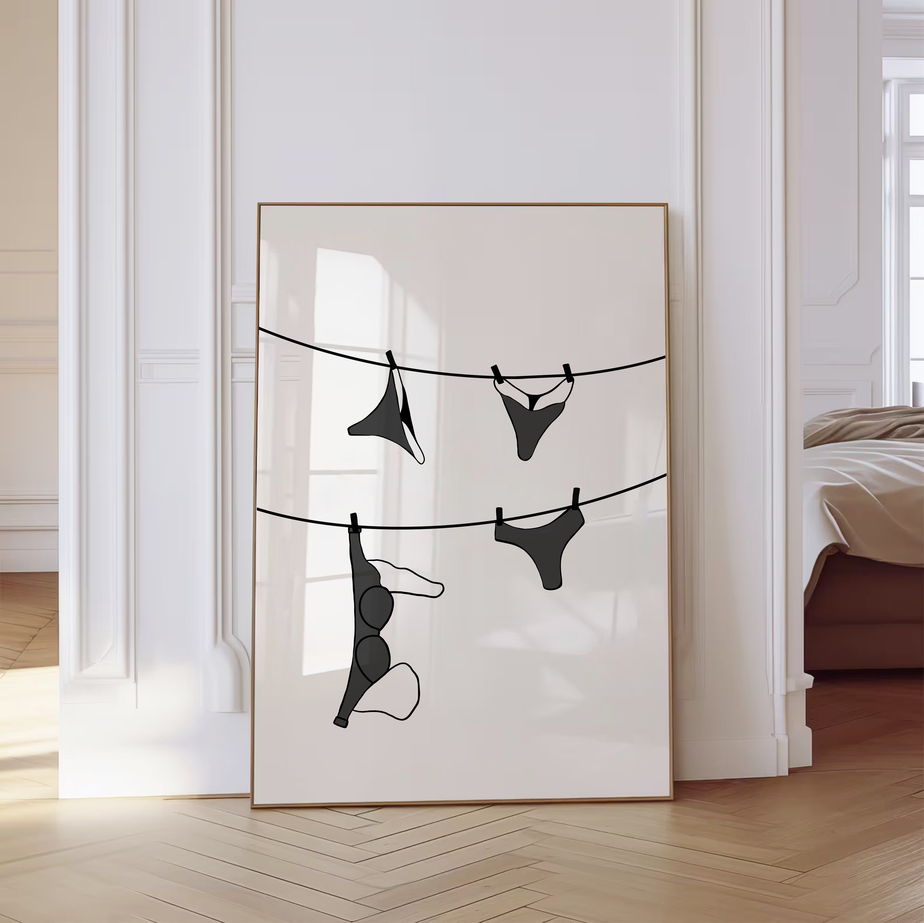 Hanging Bikini Wall Art | Bikini on Clothesline Print, Bathing Suit ...