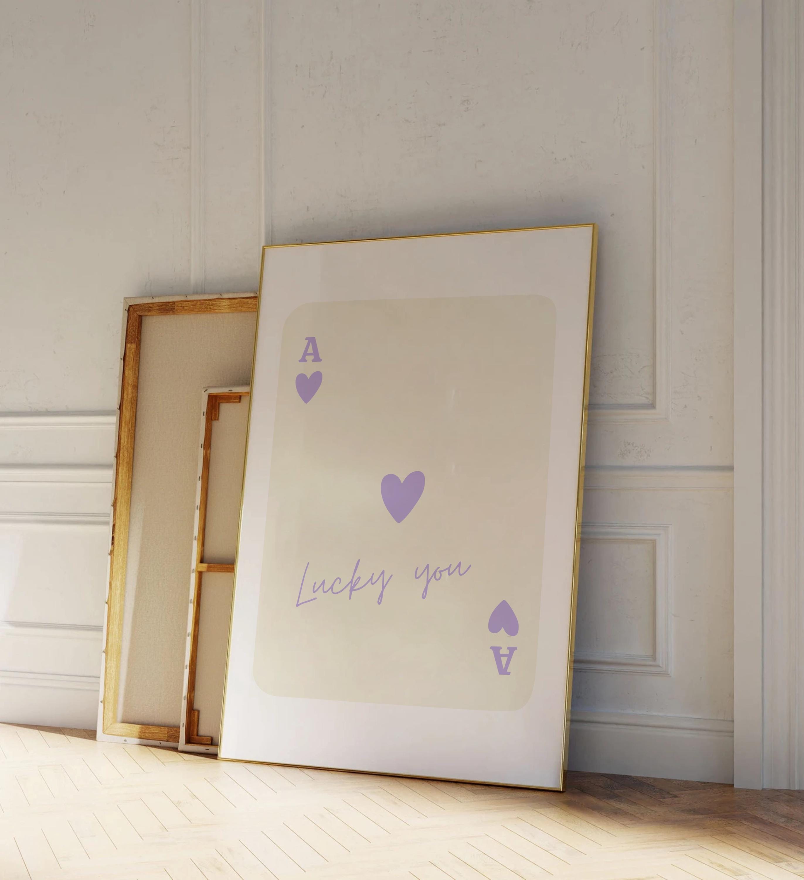 Trendy Purple Ace of Hearts Wall Art Retro Lucky You Wall Art Y2K Decor ...