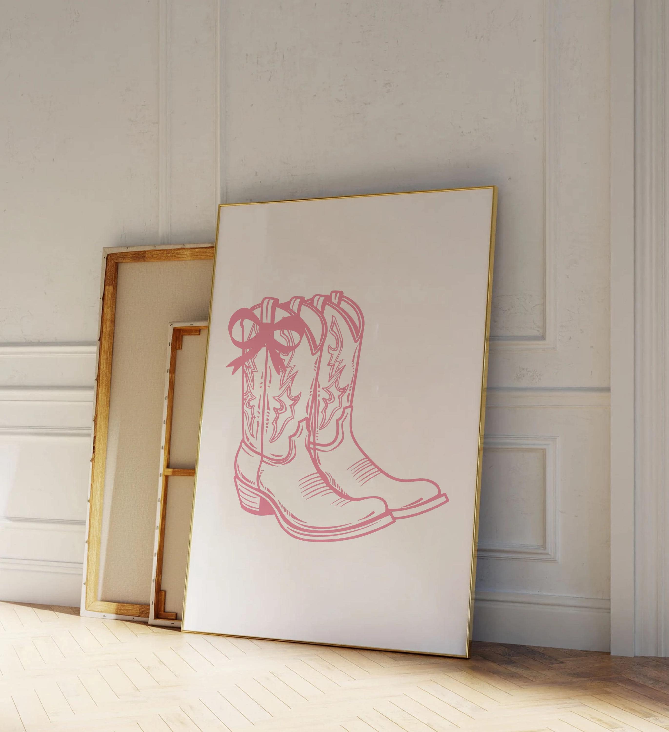 Pink Cowgirl Boots Print Digital Download Coquette Poster Girly Western ...