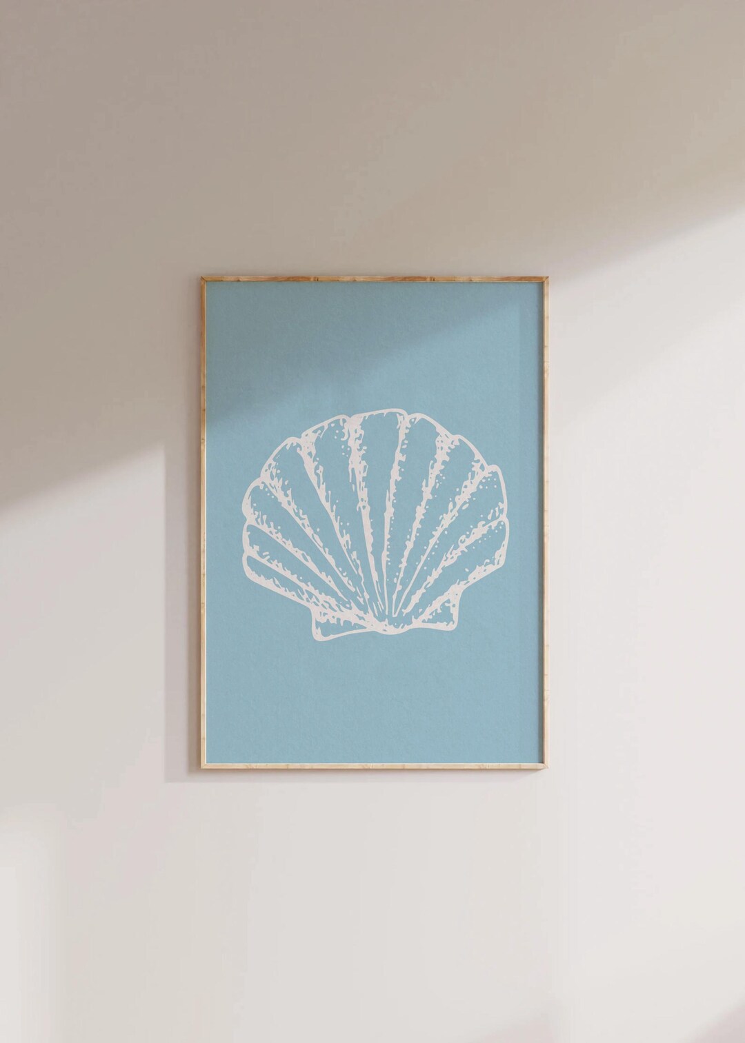 Blue Sea Shell Print Vintage Line Art Aesthetic Coastal Cowgirl ...