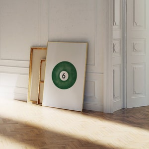 6 Pool Ball Retro Print | Retro Hand-drawn, Vintage Pool Ball Print ...