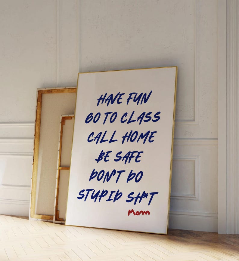 Blue Dorm Rules Decor Sign College Graduation Gift Quote Print Have Fun ...