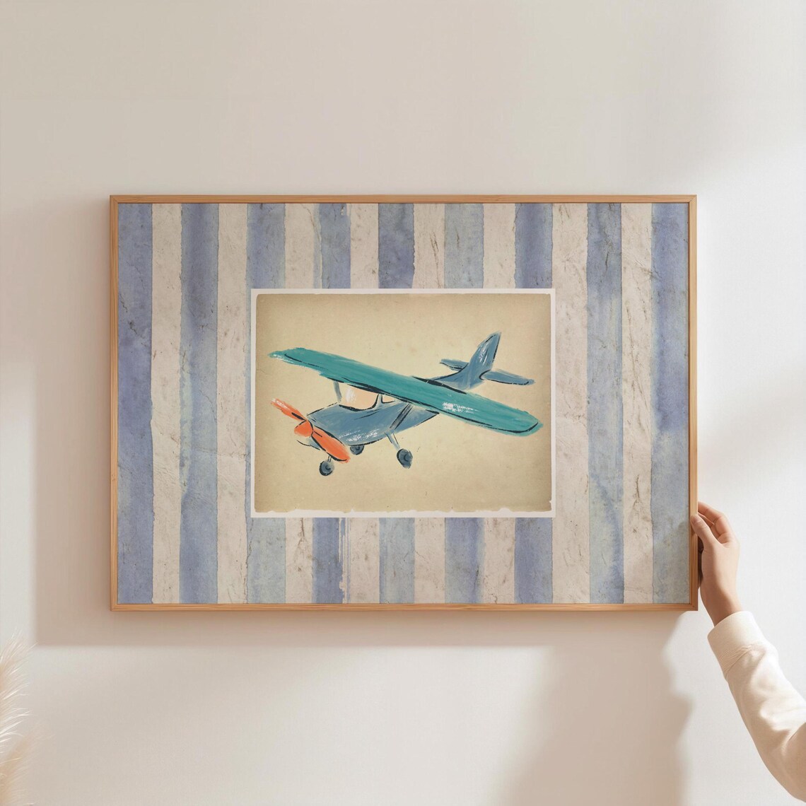 Vintage Airplane Nursery Art Watercolor Plane Illustration Retro ...