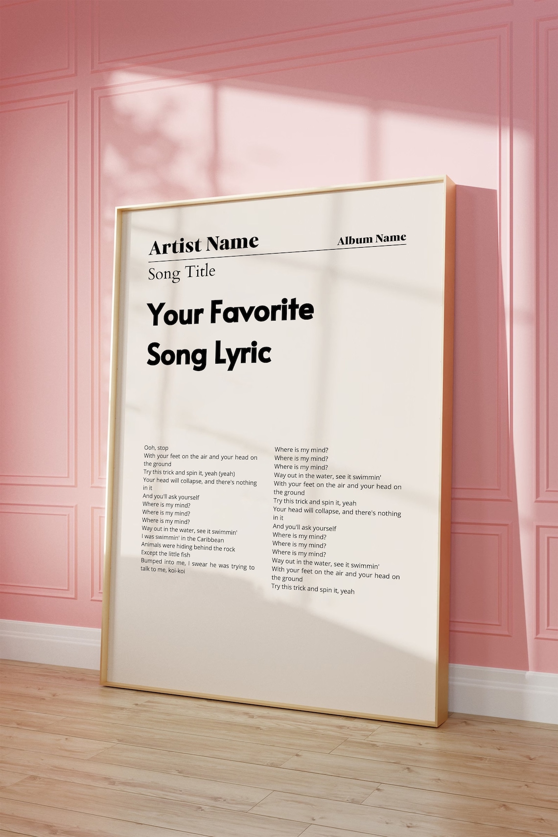 Custom Song Lyrics Poster Printable Lyric Poster, Song Lyric Wall Art ...