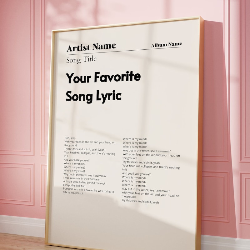 Song Lyrics Poster - Etsy