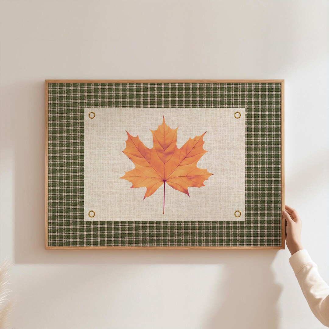 Vintage Fall Leaf Print Neutral Rustic Farmhouse Autumn Decor Leaf ...