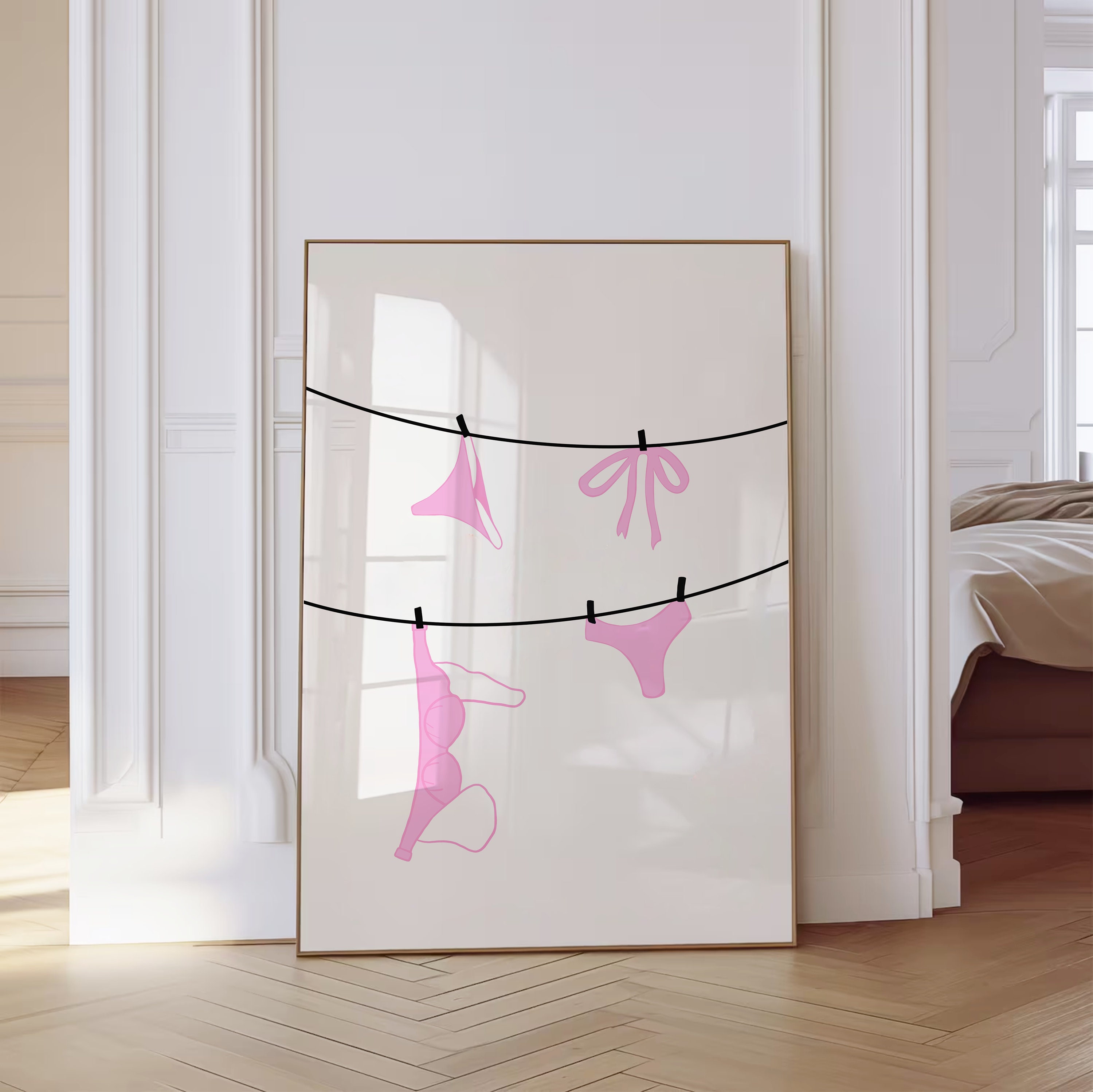 Hanging Bikini Wall Art Bikini on Clothesline Print, Bathing Suit ...