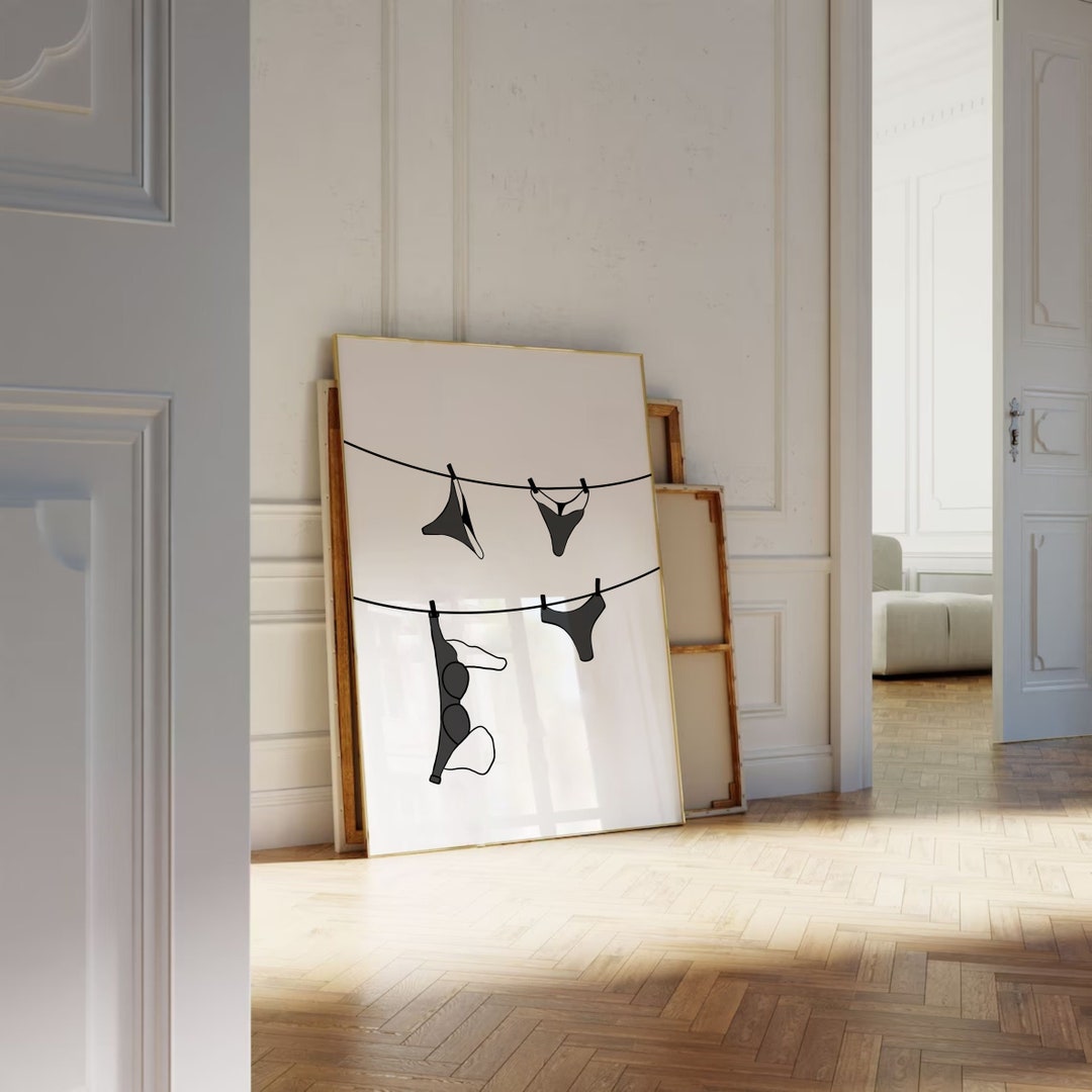 Hanging Bikini Wall Art | Bikini on Clothesline Print, Bathing Suit ...