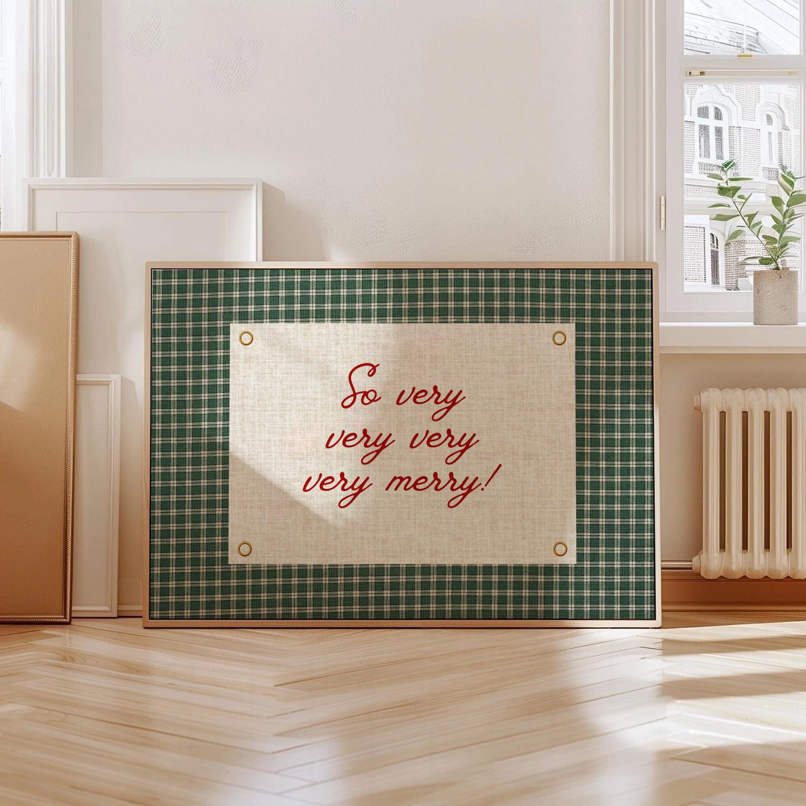 Christmas Gingham Print Vintage Christmas Wall Art Retro Holiday ...