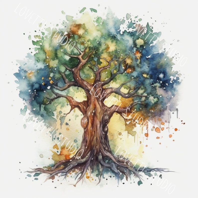 4 Watercolor Trees PNG Clipart 300 DPI 10x10 Inch Pattern Invitation ...