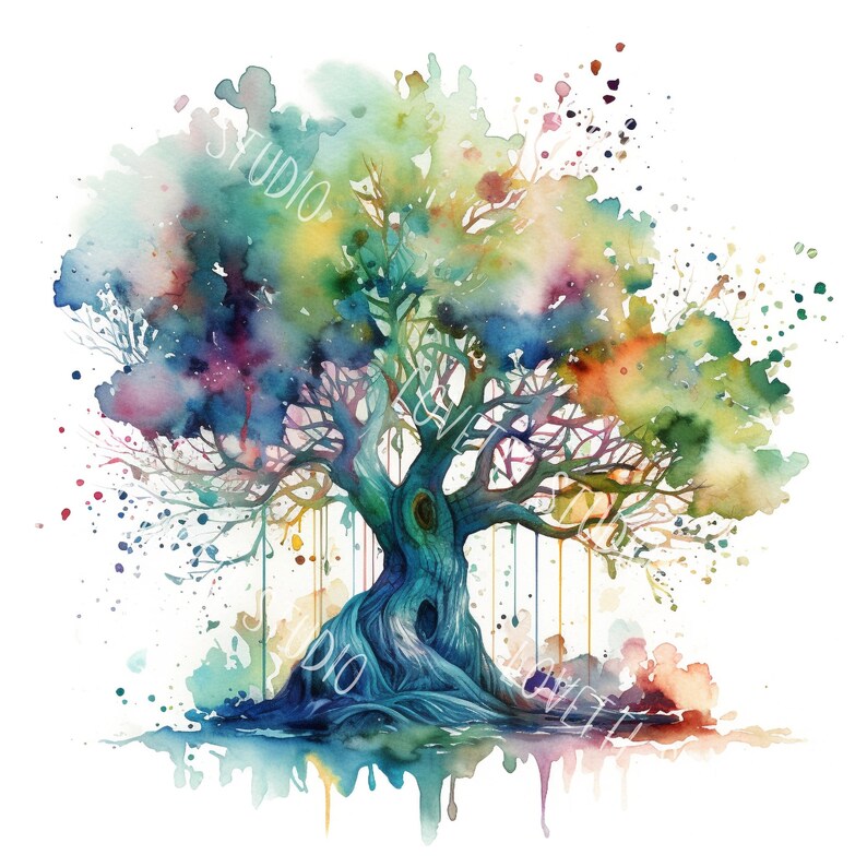 4 Watercolor Trees PNG Clipart 300 DPI 10x10 Inch Pattern Invitation ...