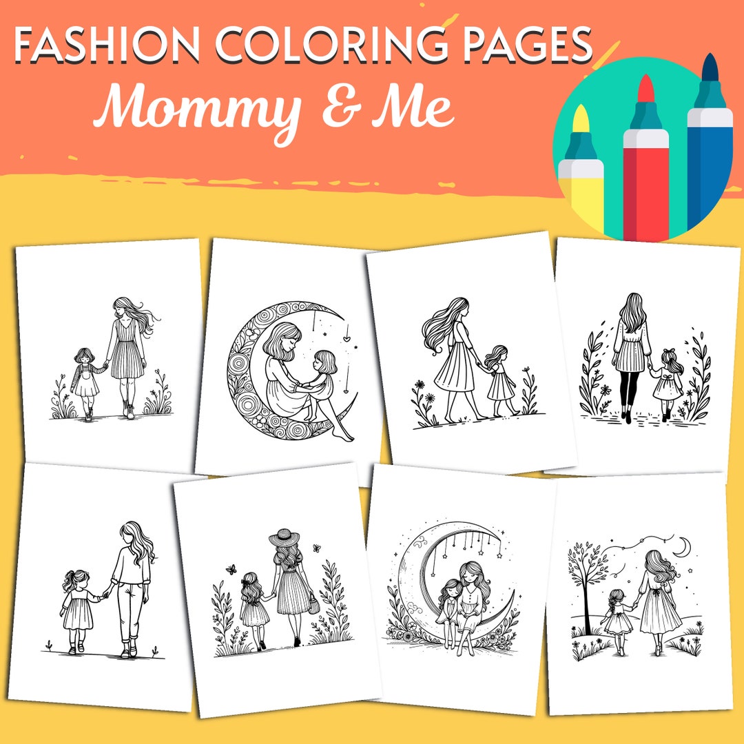 Mommy & Me Coloring Pages, 10 Coloring Pages, Printable Girl Coloring ...