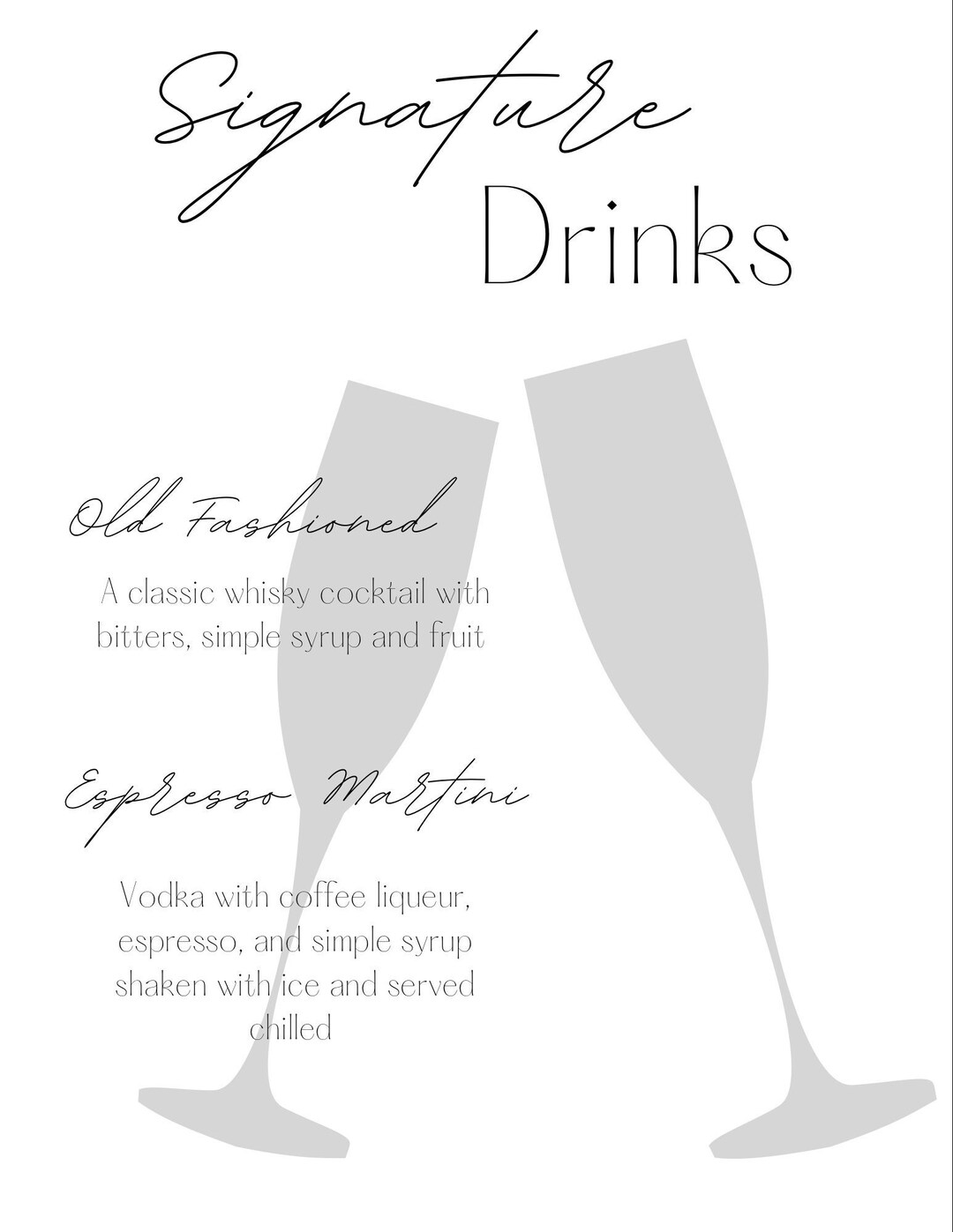 Signature Drinks Template - Etsy