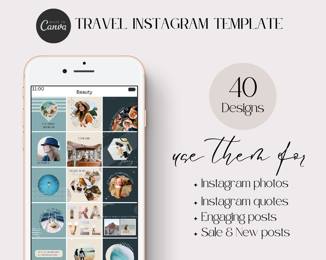 Travel Instagram Template for a Travel Blogger or Agent Canva Editable ...
