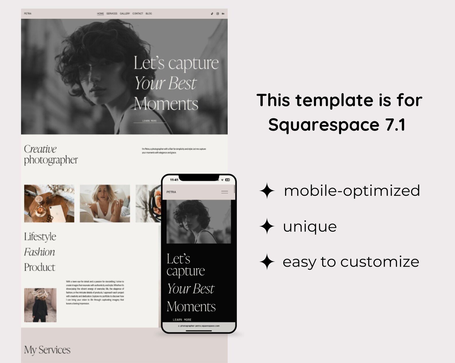 Squarespace 7.1 Template Photographer, Artist, Designer- Includes ...