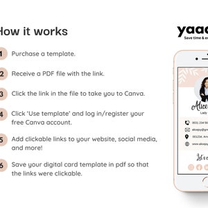 Pink Business Card Canva Editable Digital Business Card, QR Code Card ...