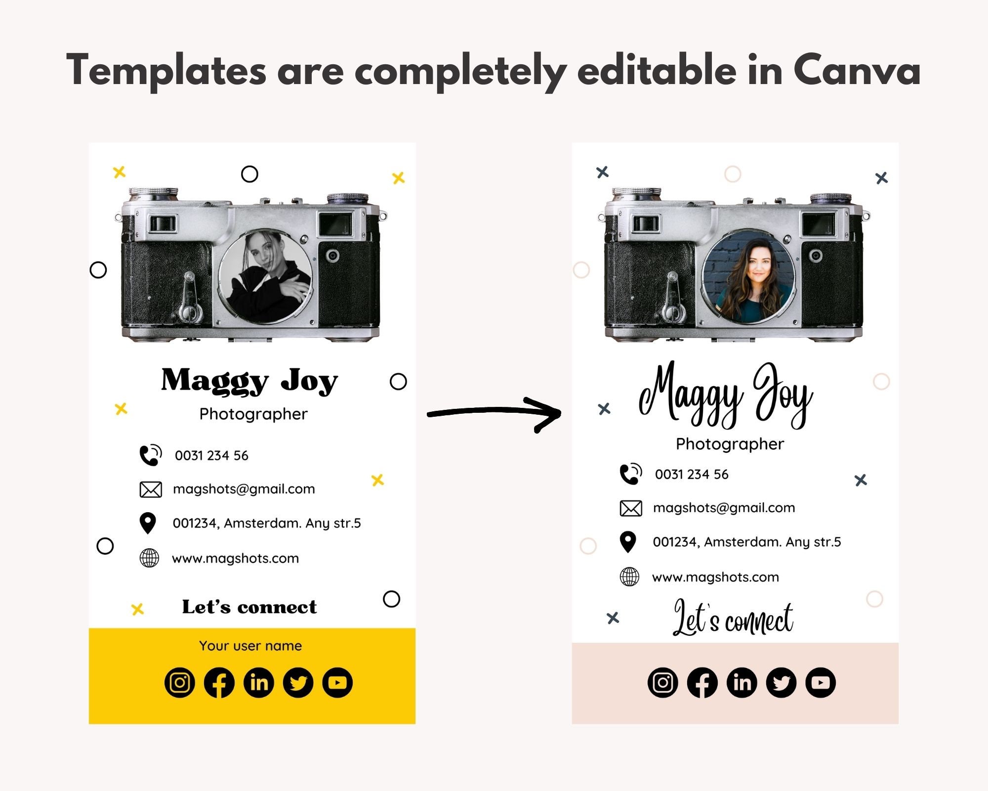 Canva Editable Business Cards Photographer. Business Card Bundle ...