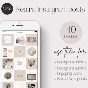 Neutral Instagram Templates, Instagram Feed Blogger Template, Minimal ...