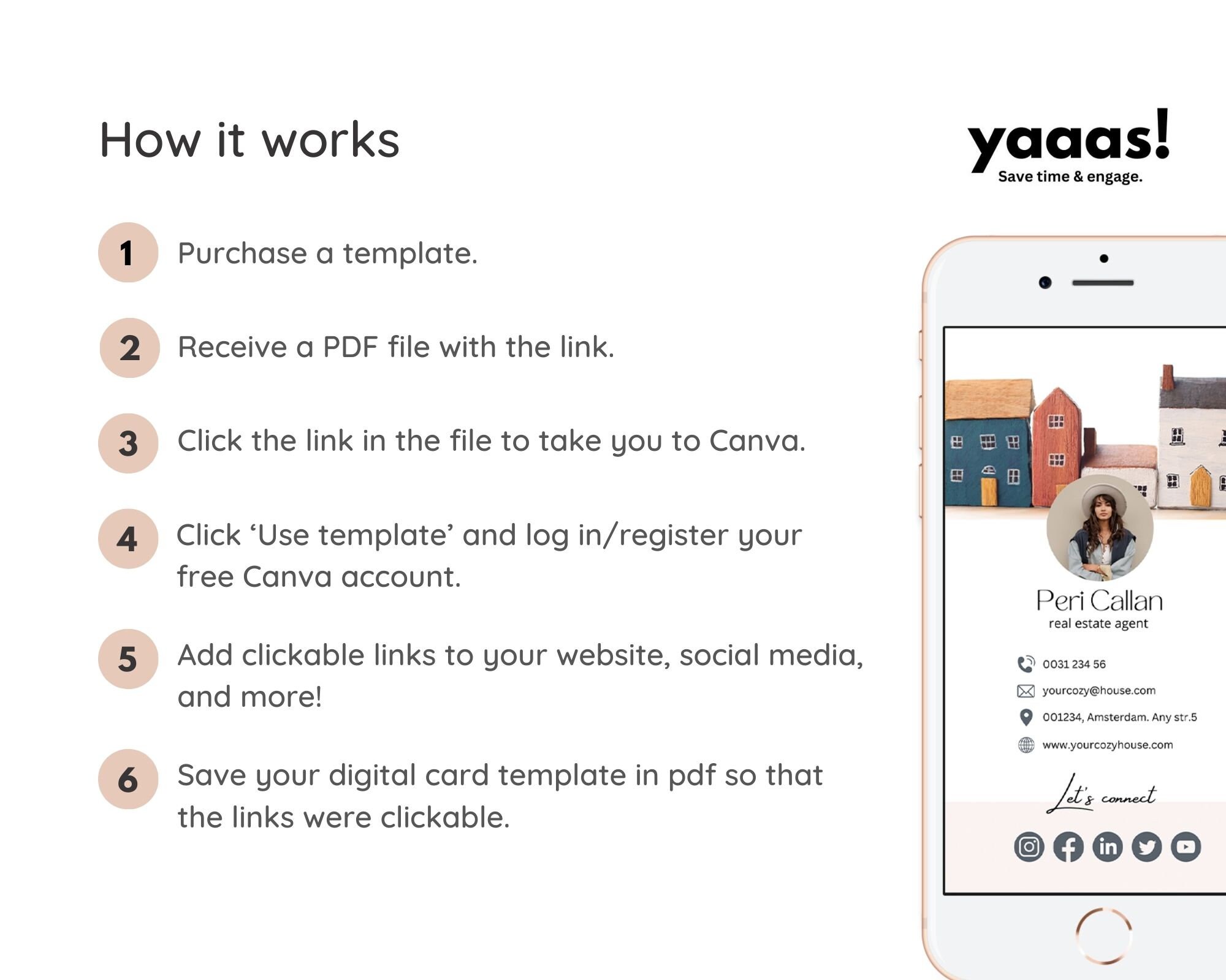 Digital Business Card Canva Template Real Estate Business - Etsy