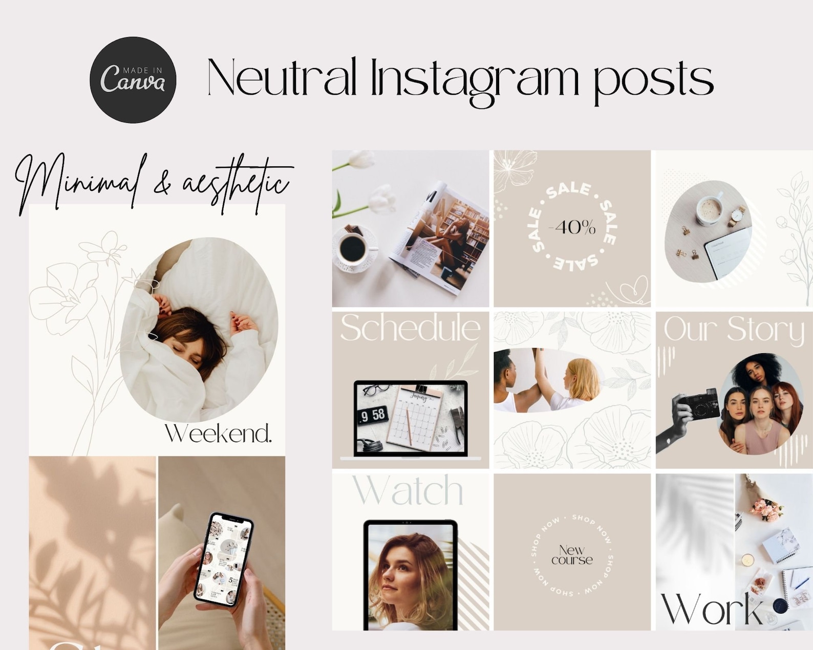 Neutral Instagram Templates Instagram Feed Blogger Template - Etsy