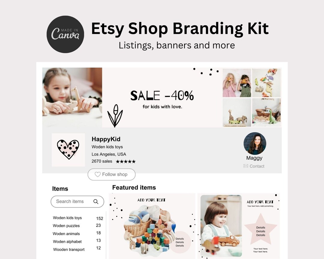 Etsy Shop Branding Kit Canva Editable Template. Branding Bundle ...