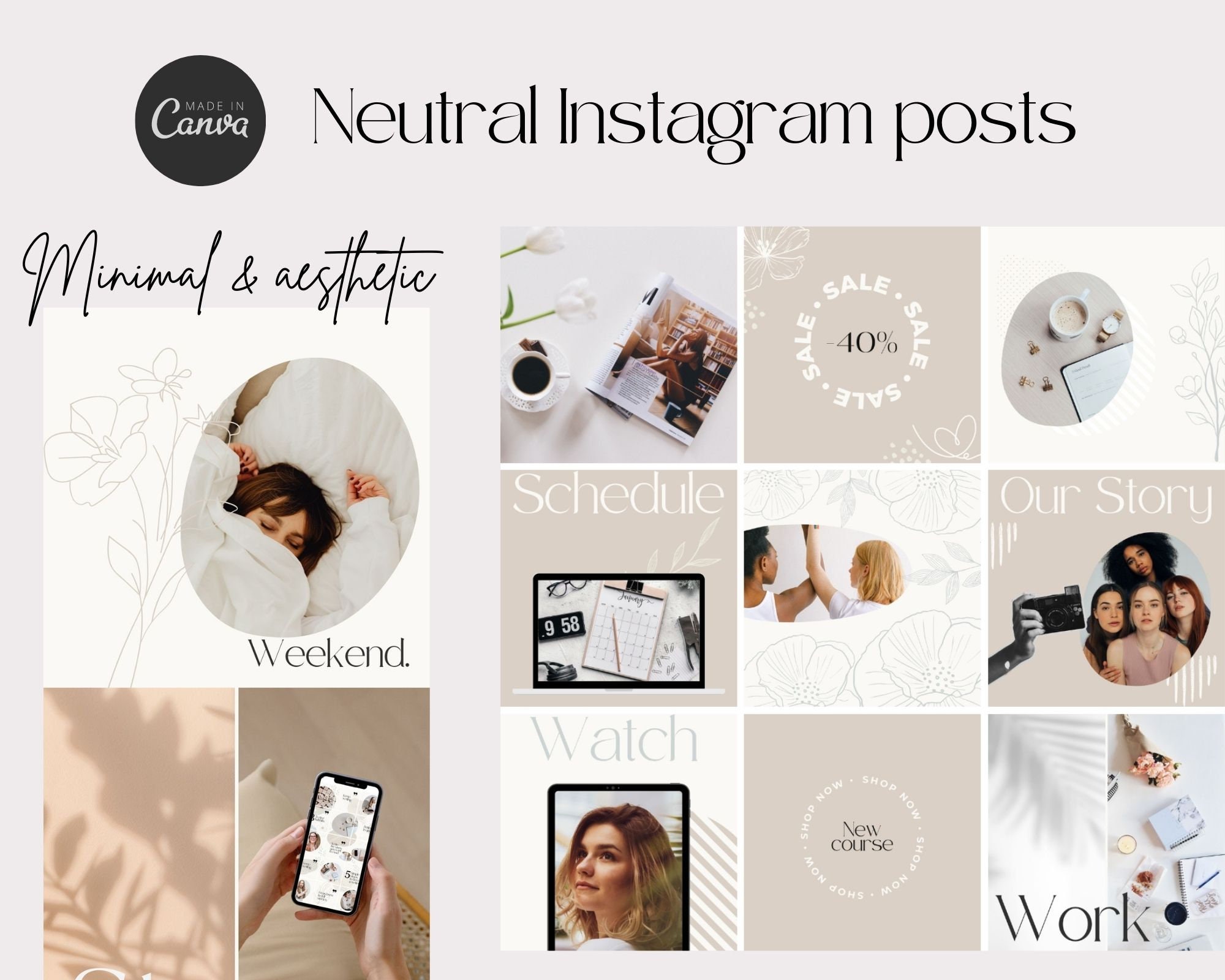Neutral Instagram Templates, Instagram Feed Blogger Template, Minimal ...