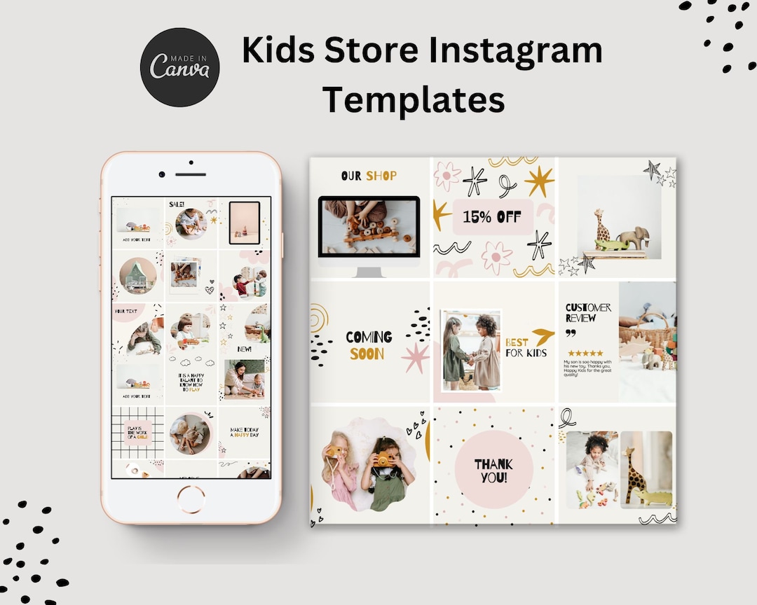 Kids Instagram Post Templates , 50 Canva Post Templates , Pink ...