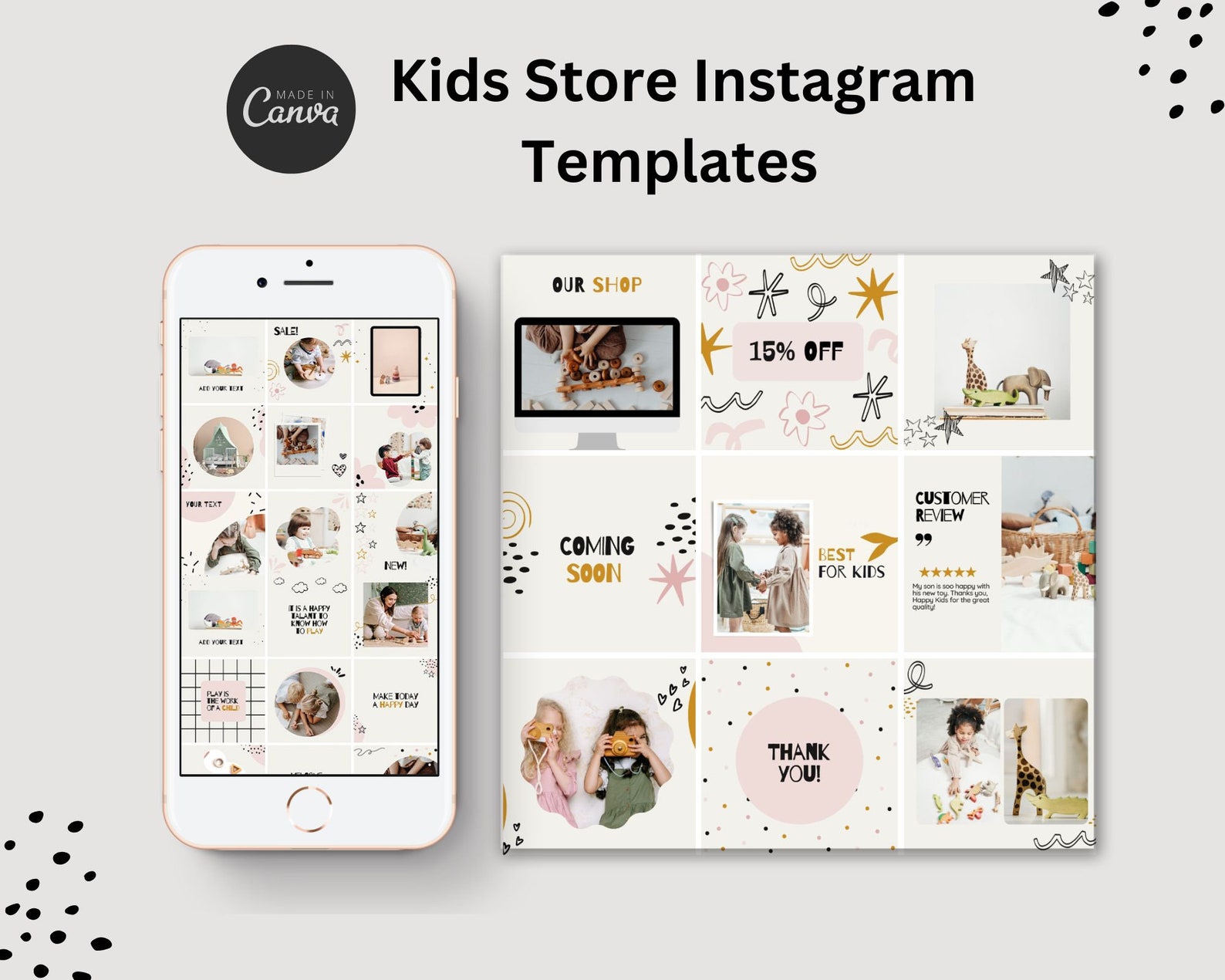 Kids Instagram Post Templates , 50 Canva Post Templates , Pink ...