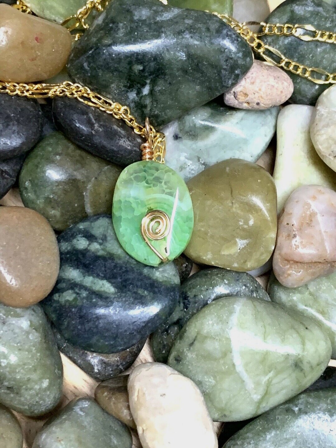 Green Aventurine Wire Wrapped Pendant Spiritual Healing Wellness Heart ...