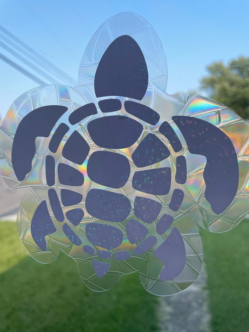 Holographic Sparkle Sea Turtle Window Cling, Window Decor, Removable ...