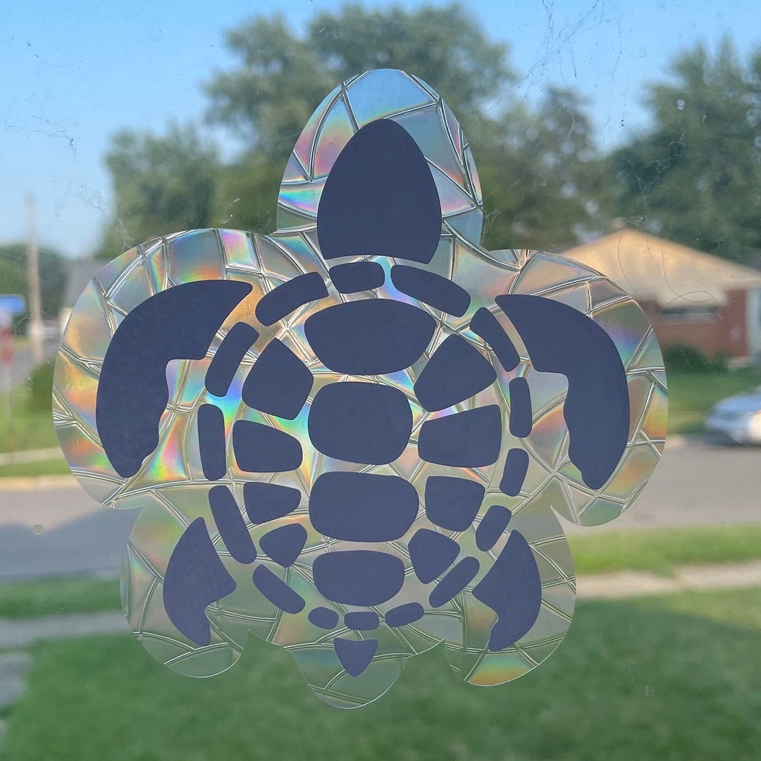Holographic Sparkle Sea Turtle Window Cling, Window Decor, Removable ...