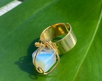 Opalite Ring Gemstone Ring Oval Ring Large Stone Ring - Etsy