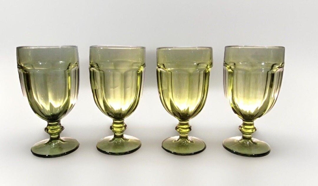 Libbey Glass Olive Green Goblets-set of 4 - Etsy
