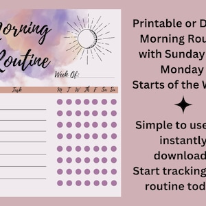 Printable and Digital, Simple, DIY Morning Routine. Instant Download ...